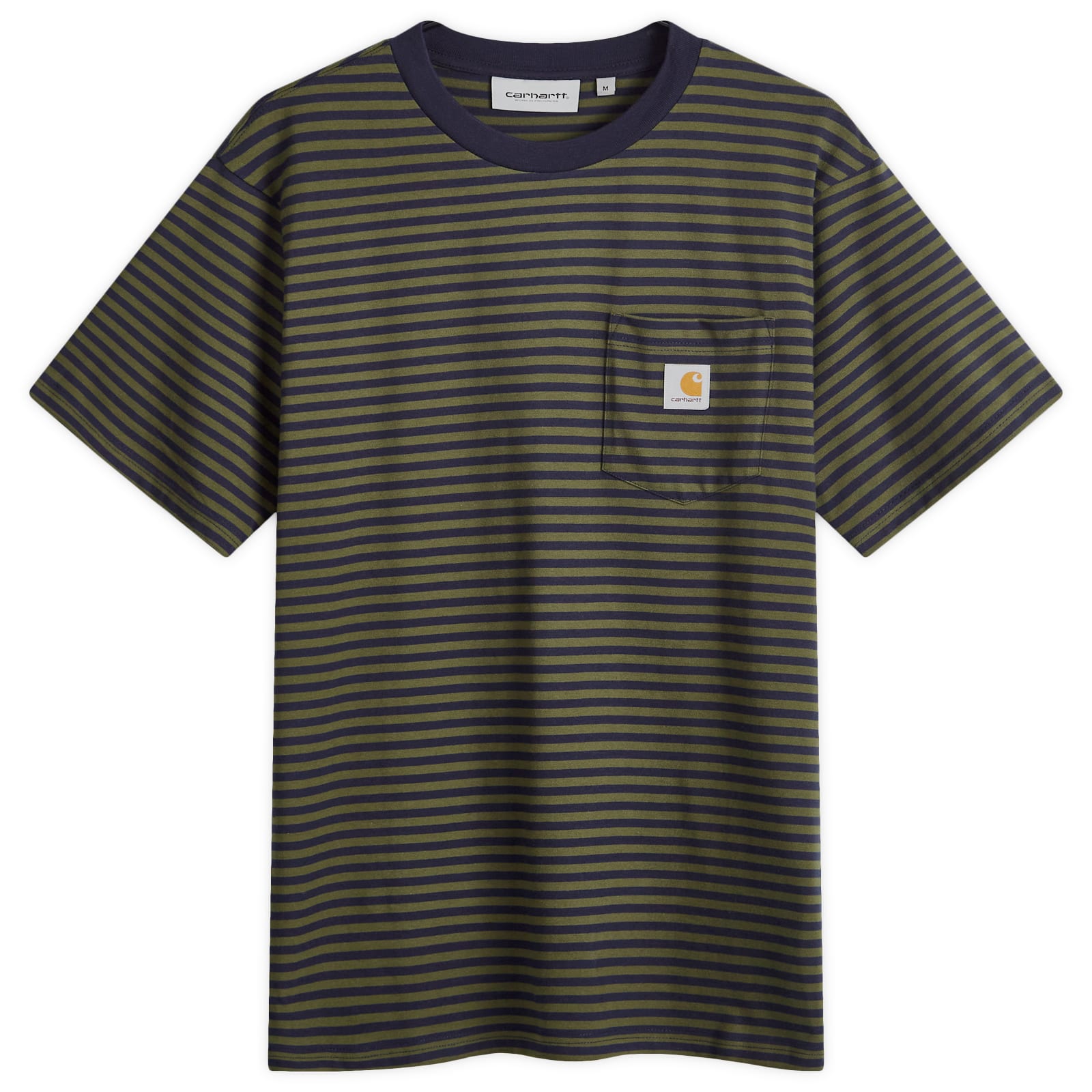 Carhartt WIP Verner Stripe Pocket T-Shirt Dark Navy & Office Green ...