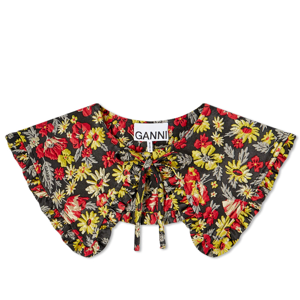 GANNI 3D Jacquard Floral Frill Collar Meadow Black | END. (US)