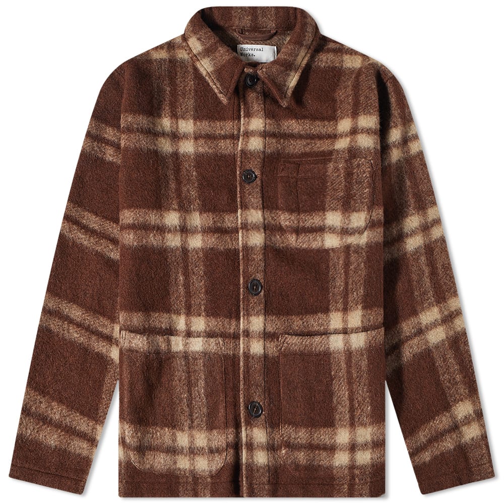 Universal Works Check Wool Fleece Field Jacket Brown | END. (US)