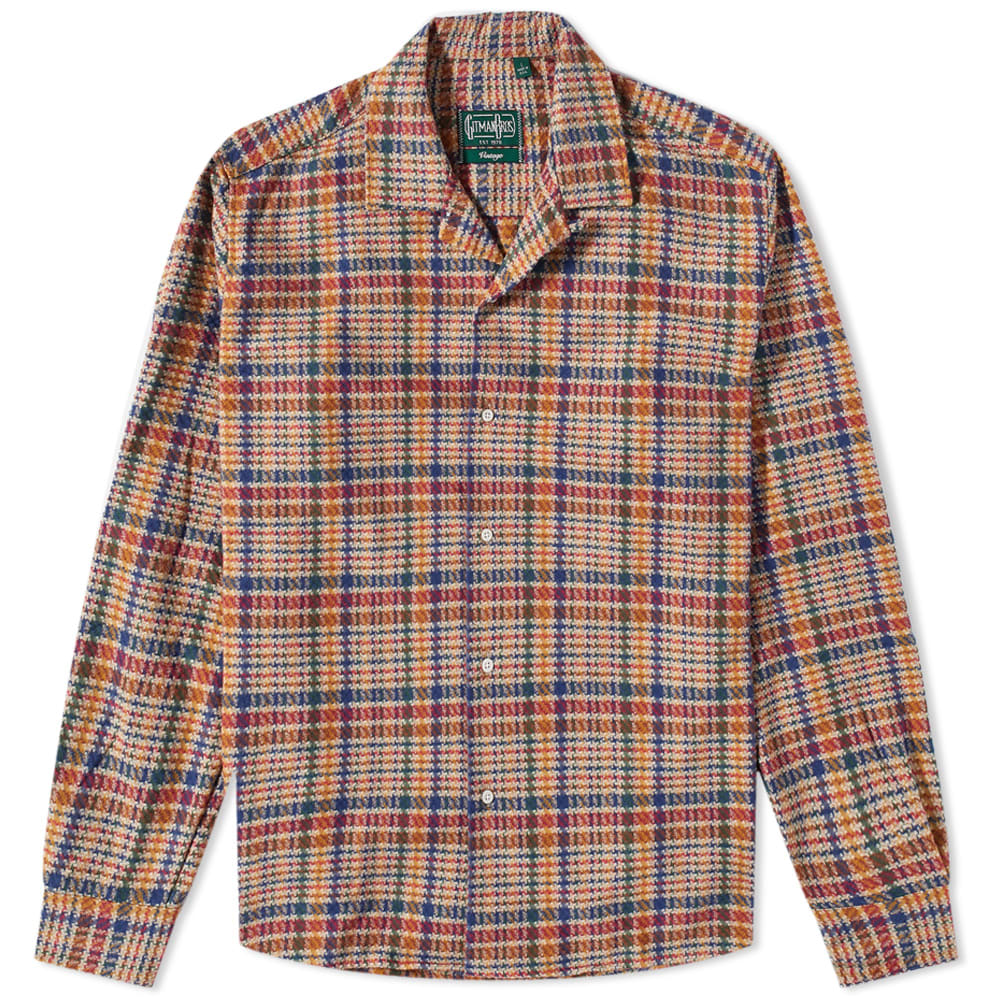 Gitman Vintage Camp Collar Large Houndstooth Overshirt Multi Check ...