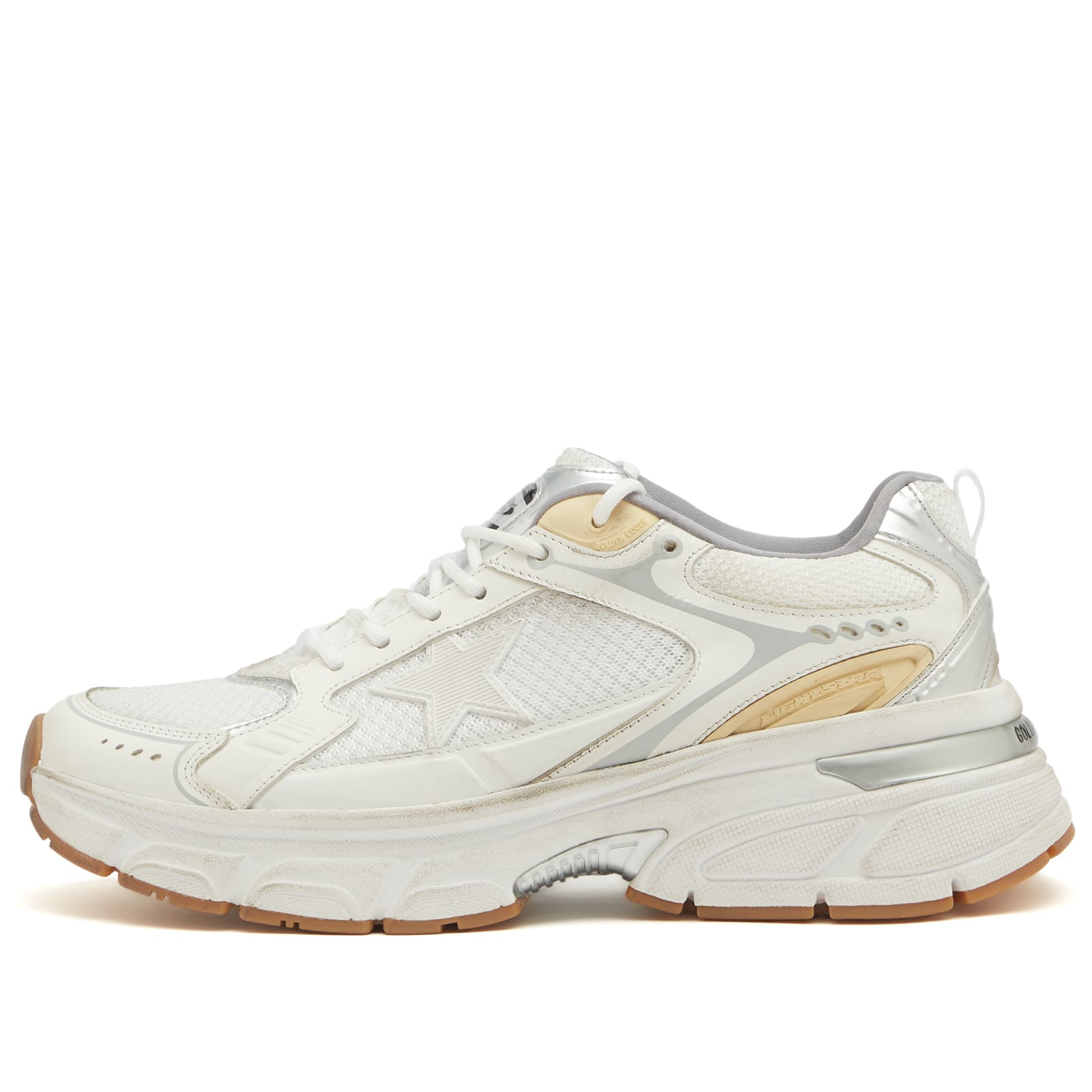 Golden Goose Lightstar Leather and Suede Sneaker White & Gold | END. (US)