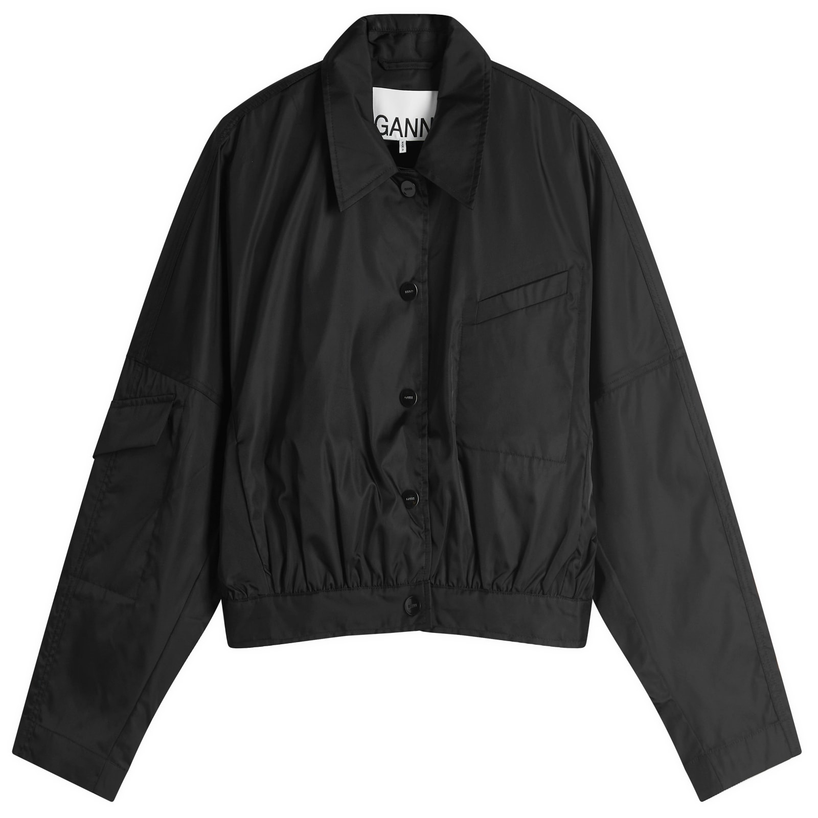 GANNI Duchesse Nylon Short Jacket Black | END. (US)