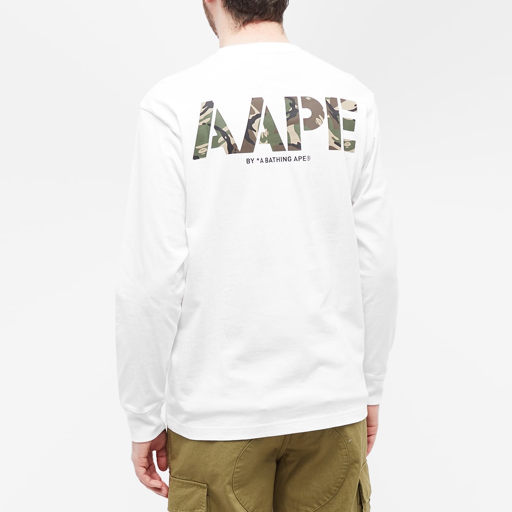 AAPE Long Sleeve Small Face Camo Tee White | END. (Global)