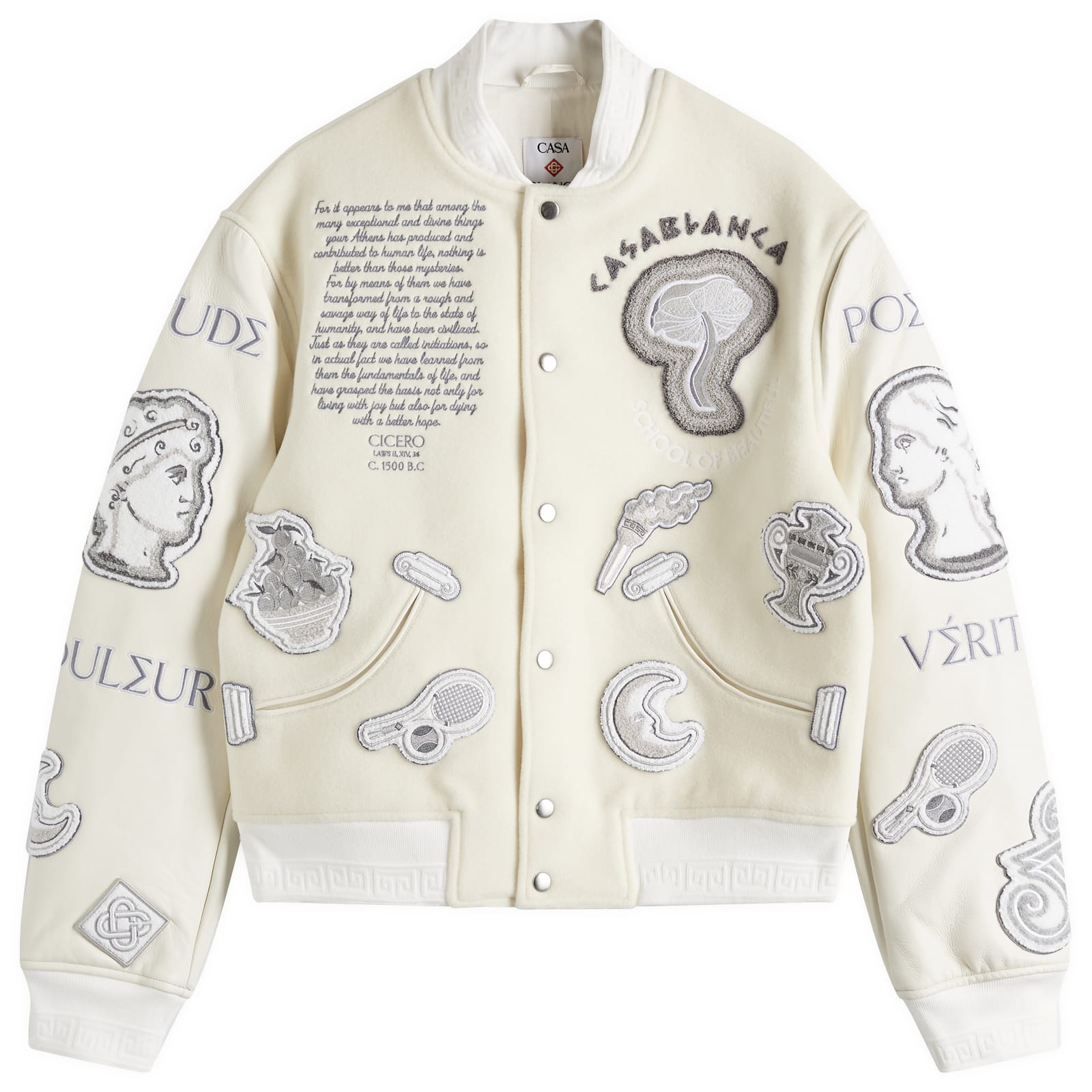 Casablanca Chenille Embroidered Varsity Jacket Off White | END. (US)