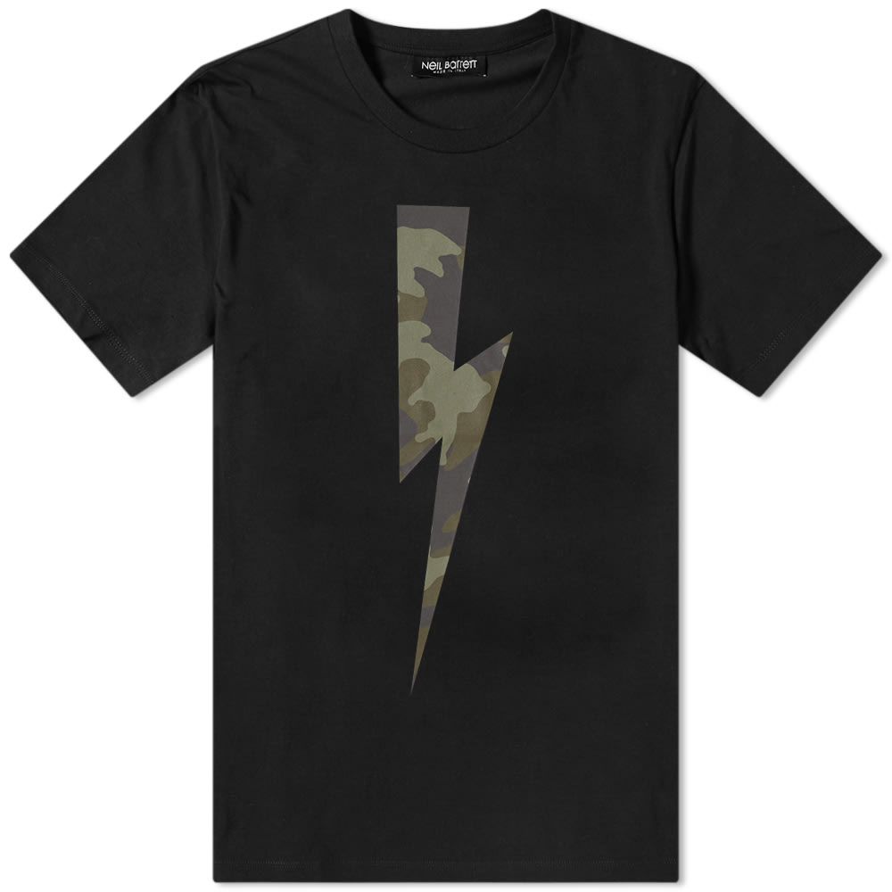 Neil Barrett Camo Lightning Bolt Tee Black | END.