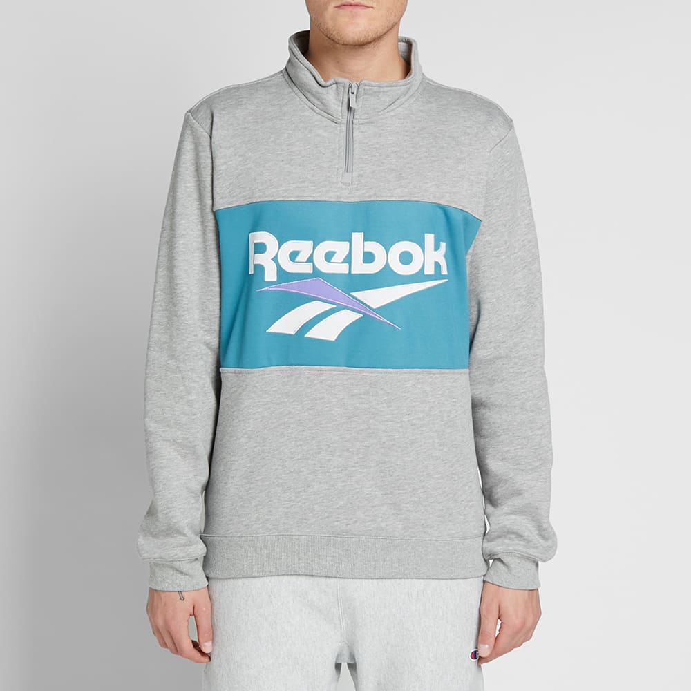 Reebok Retro Vector Quarter Zip Sweat Grey Heather | END. (US)