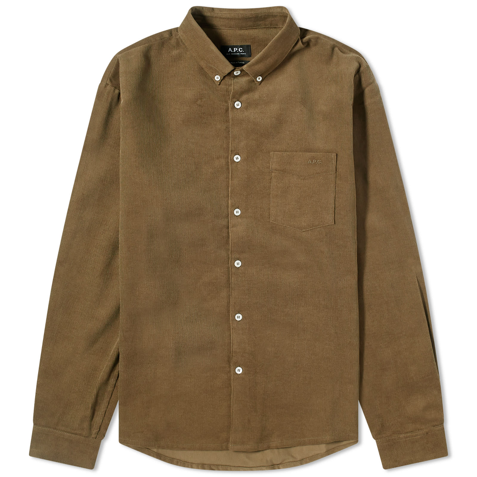 A.P.C. Serge Logo Mini-Cord Shirt Khaki | END. (GB)