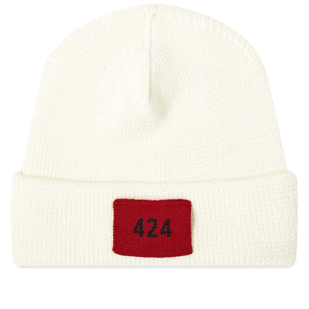 424 Logo Ribbed Beanie Latte | END.