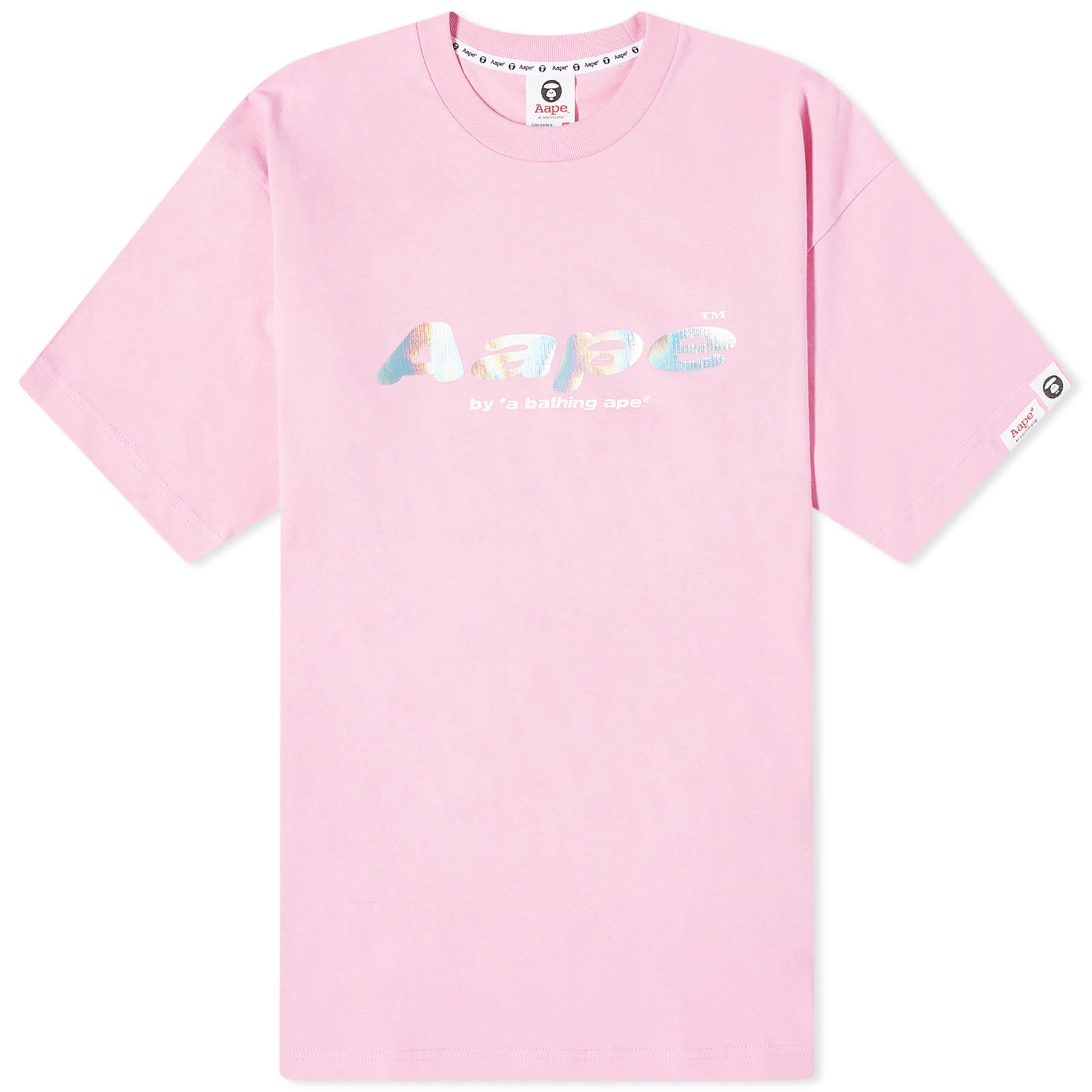 AAPE Laser Foil Back Print Moon Face T-Shirt Pink | END. (GB)