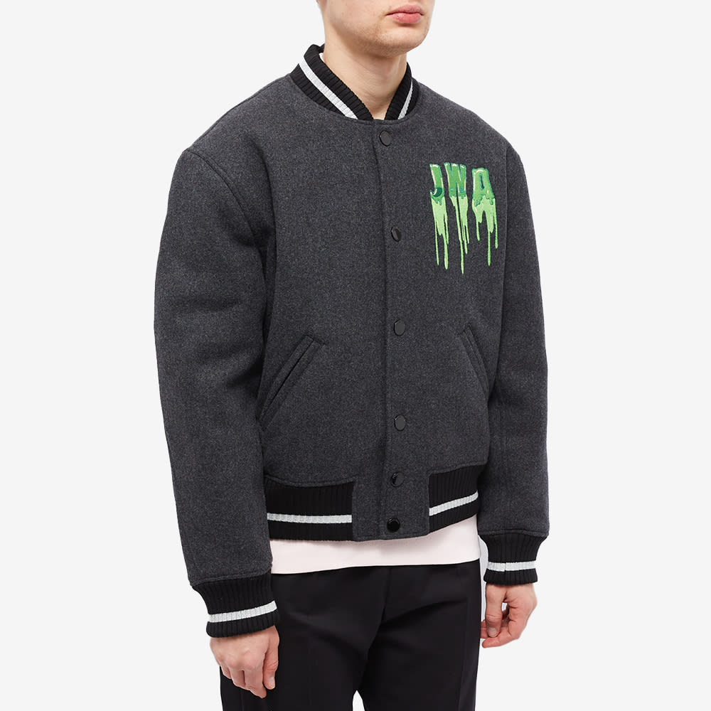 JW Anderson Embroidered JWA Varsity Jacket Grey Melange | END. (SG)