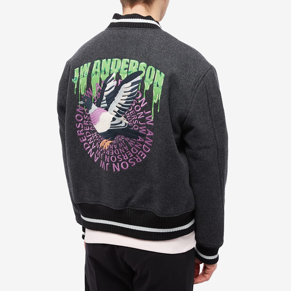 JW Anderson Embroidered JWA Varsity Jacket Grey Melange | END. (SG)