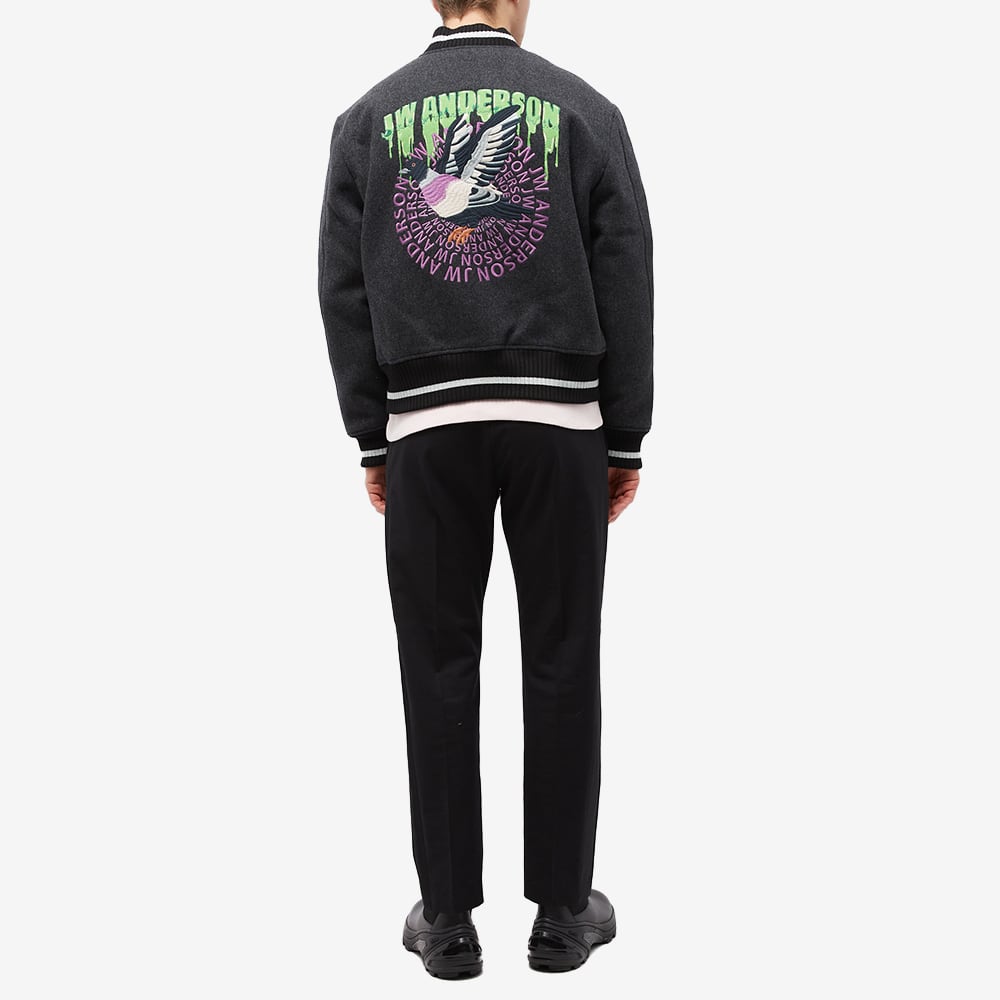 JW Anderson Embroidered JWA Varsity Jacket Grey Melange | END. (SG)