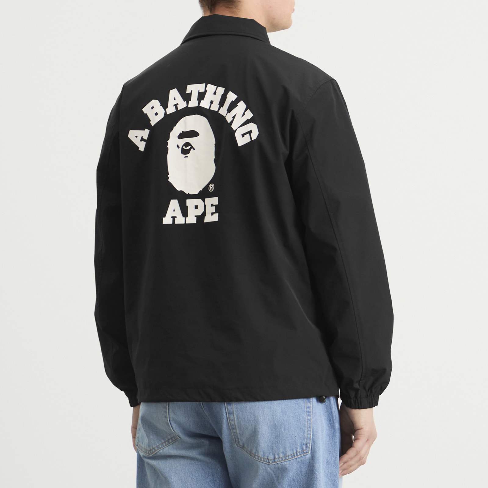 A Bathing Ape Men's College Coach Jacket Black - Curated Menswear
