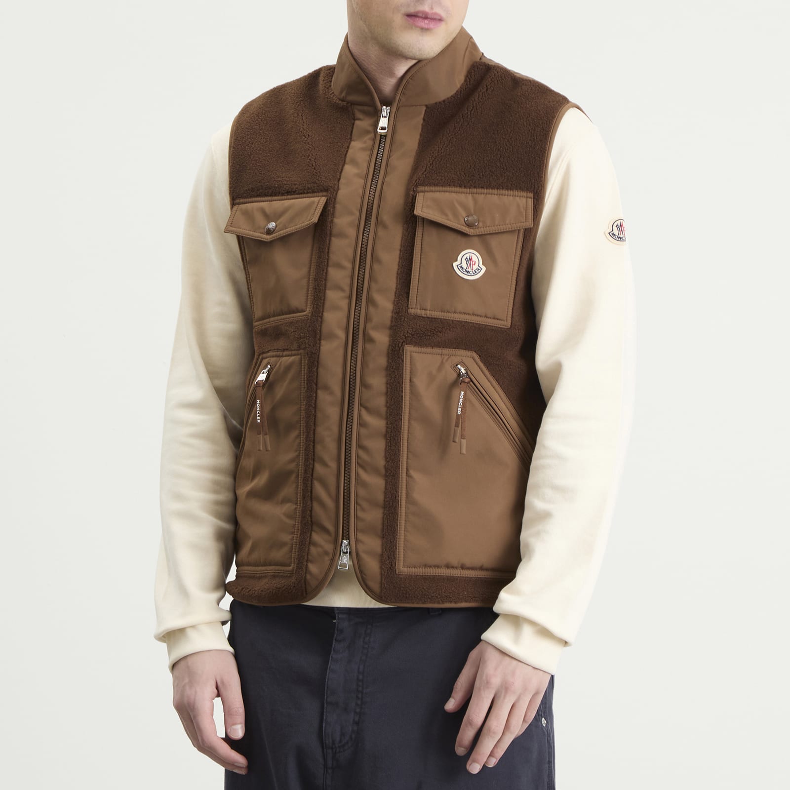 Moncler Men's Karakai Teddy Fleece Vest Brown - Curated Menswear