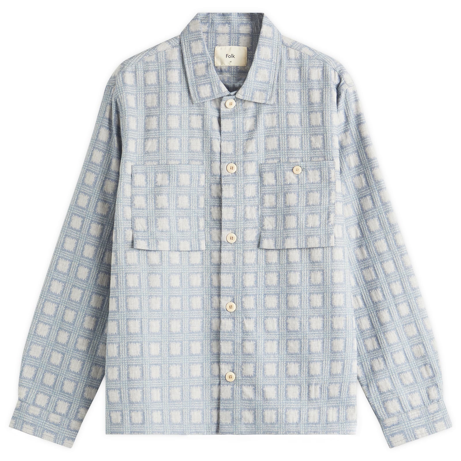 Folk Patch Overshirt Blue Tile | END. (US)