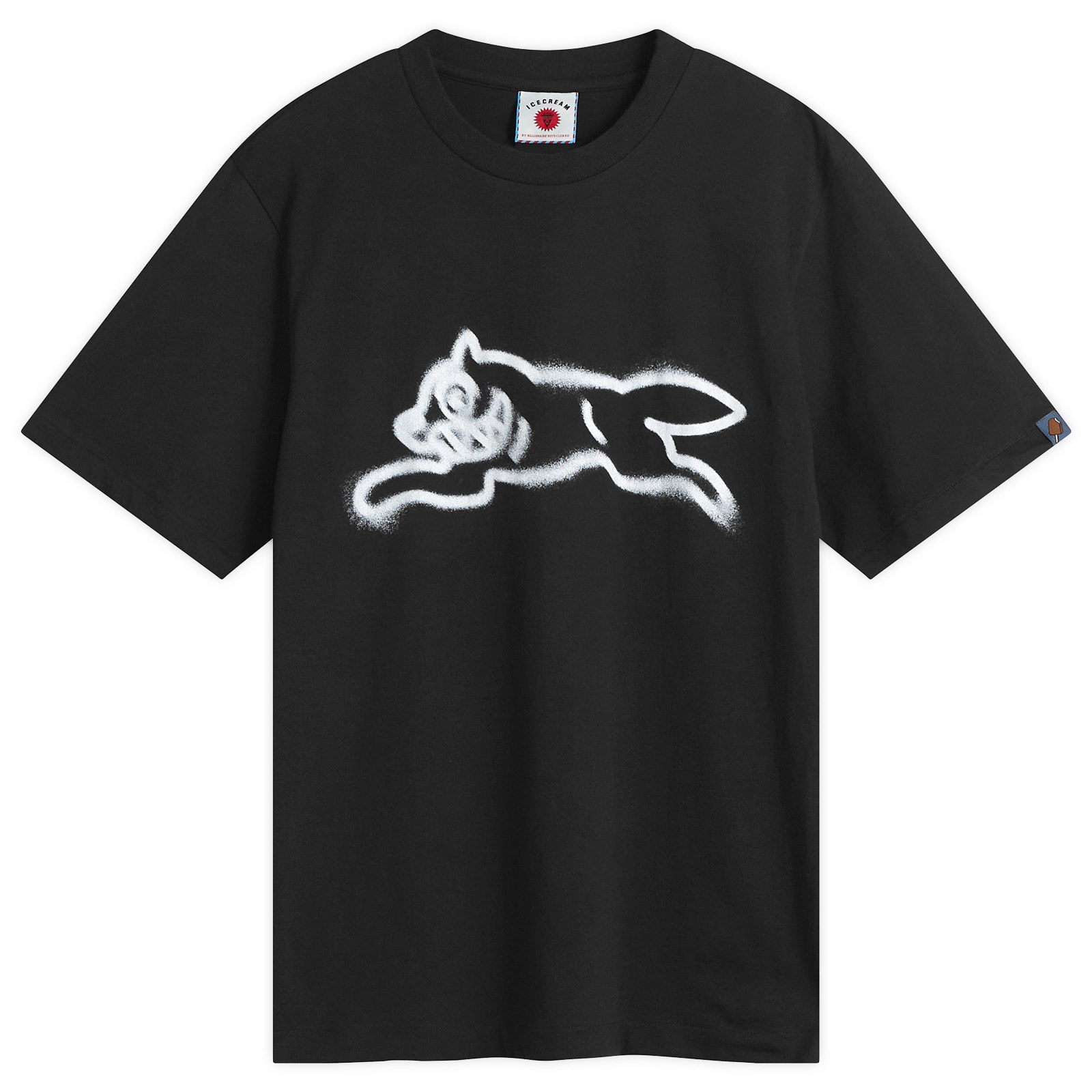 ICECREAM Men's Spray Paint Running Dog T-Shirt Black - Curated Menswear