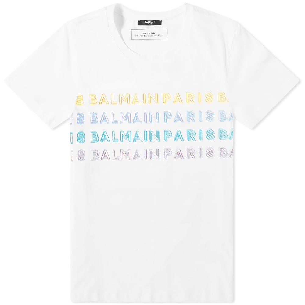 Balmain Multicoloured Logo Tee White | END. (US)