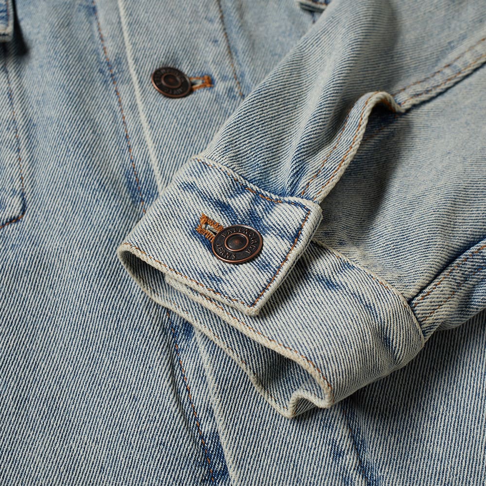 Balenciaga Embroidered Back Logo Denim Jacket Blue & Neon Yellow | END ...