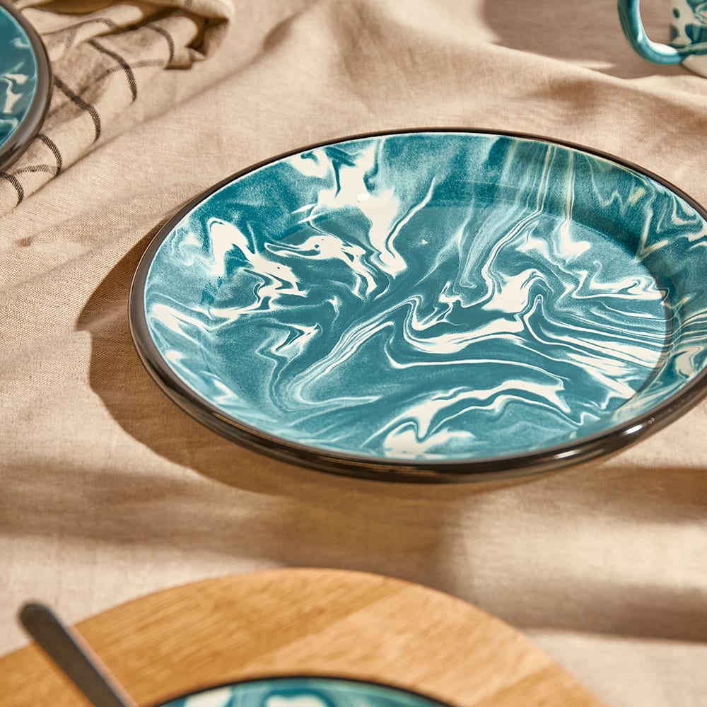 BORNN Enamelware Classic Marble Large Plate Green | END. (US)