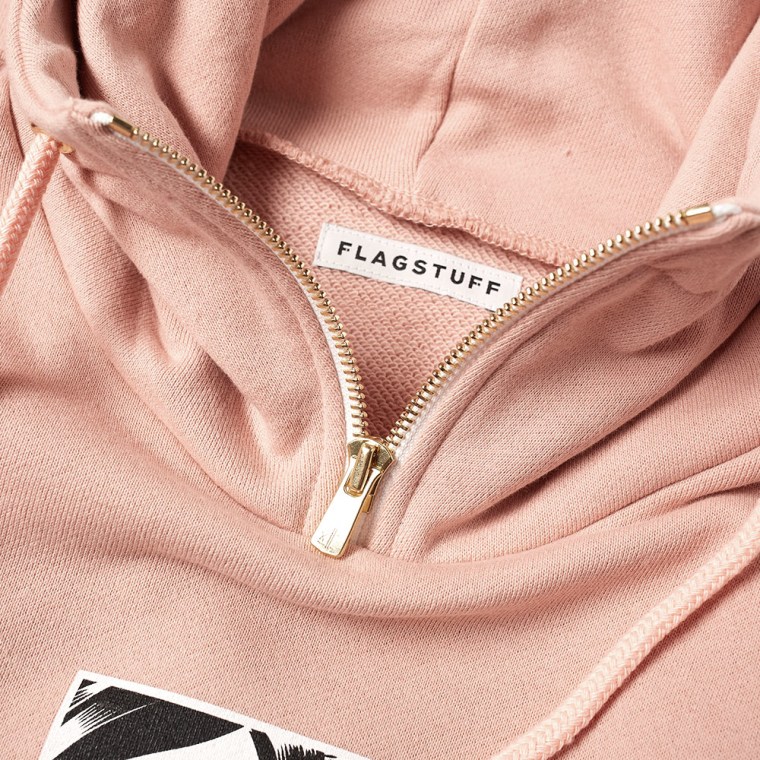 FLAGSTUFF Kiss Zip Neck Hoody (Pink) | END.