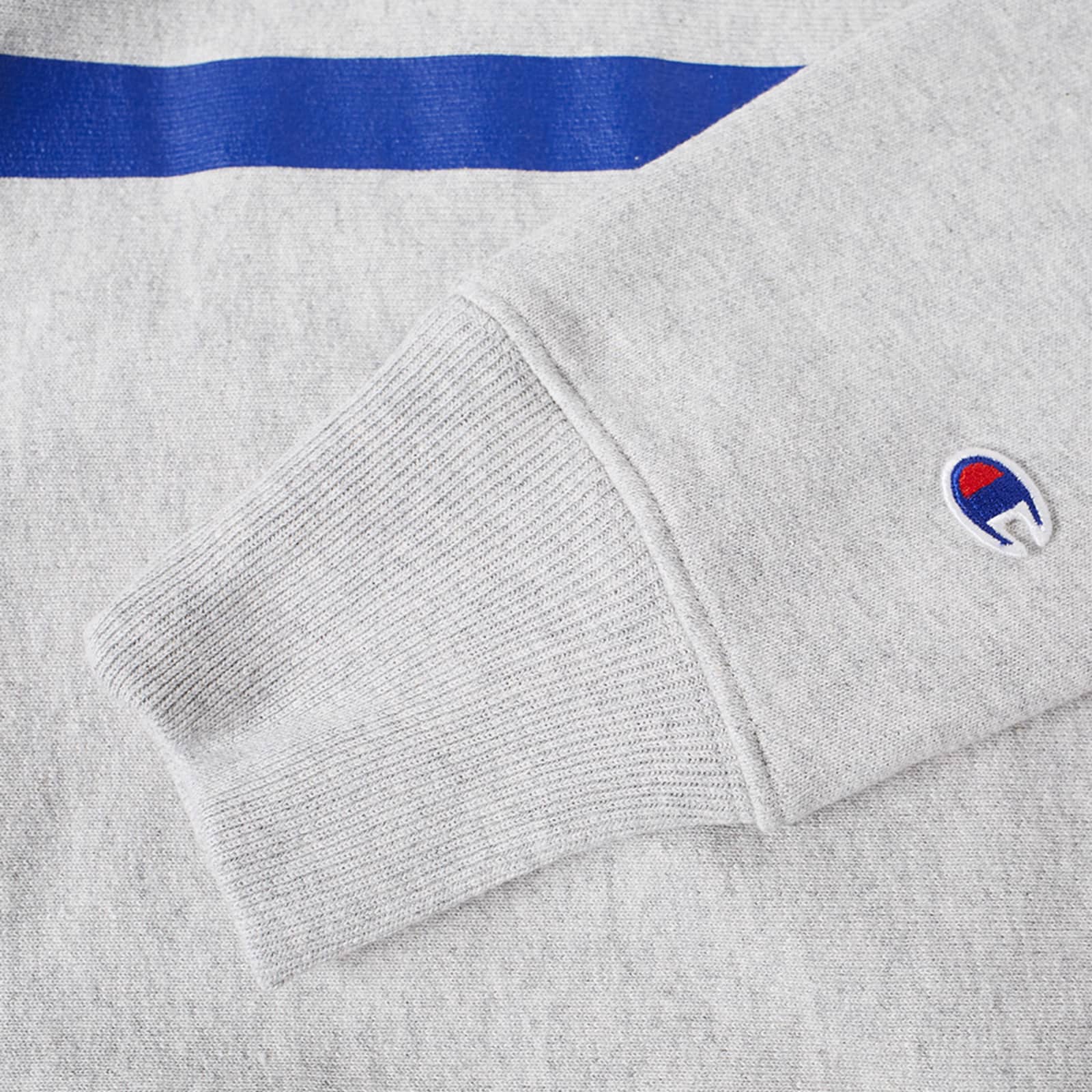 Champion Reverse Weave Logo Stripe Crew Sweat Grey Marl | END. (US)