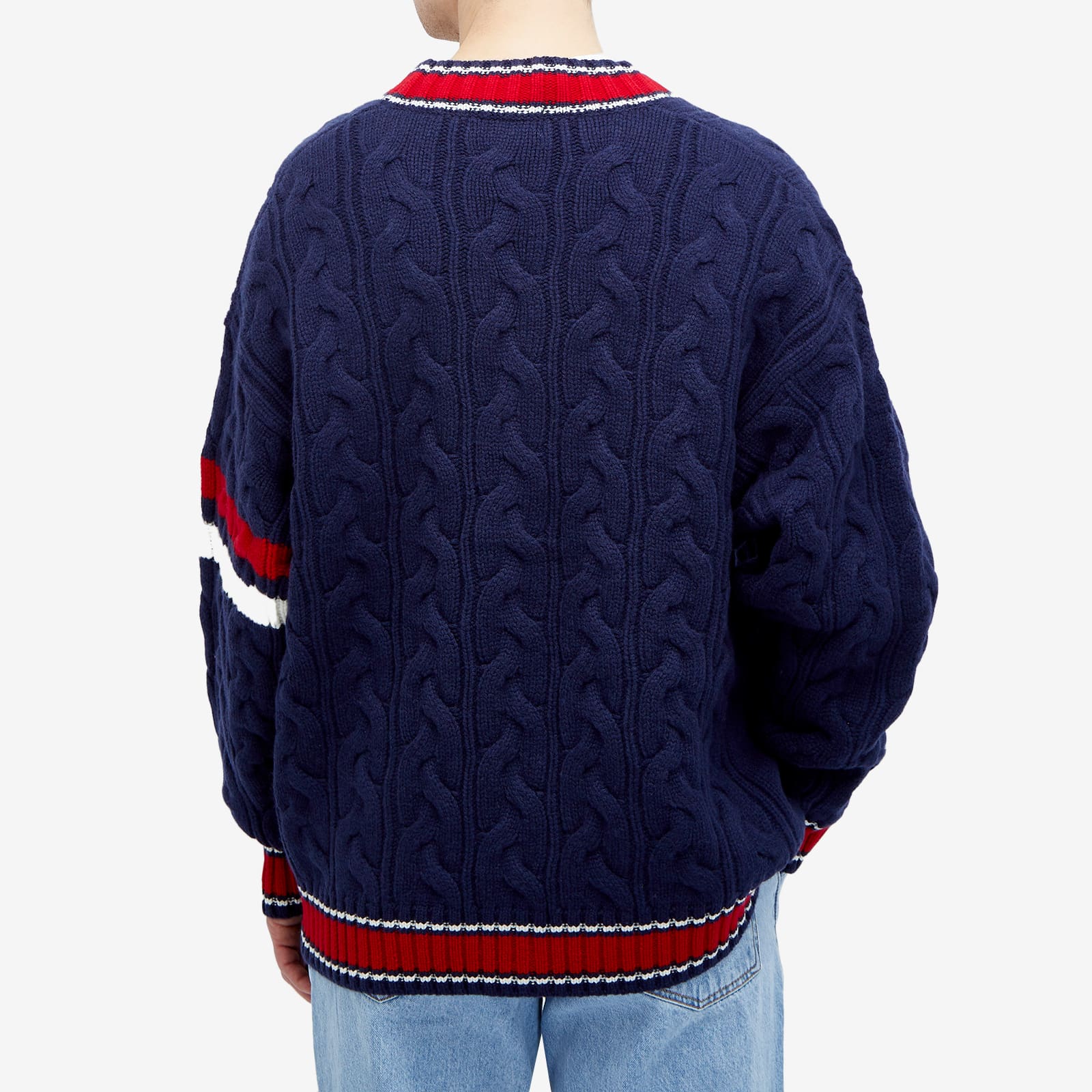 A Bathing Ape College Badges Knit Cardigan Navy | END. (GB)