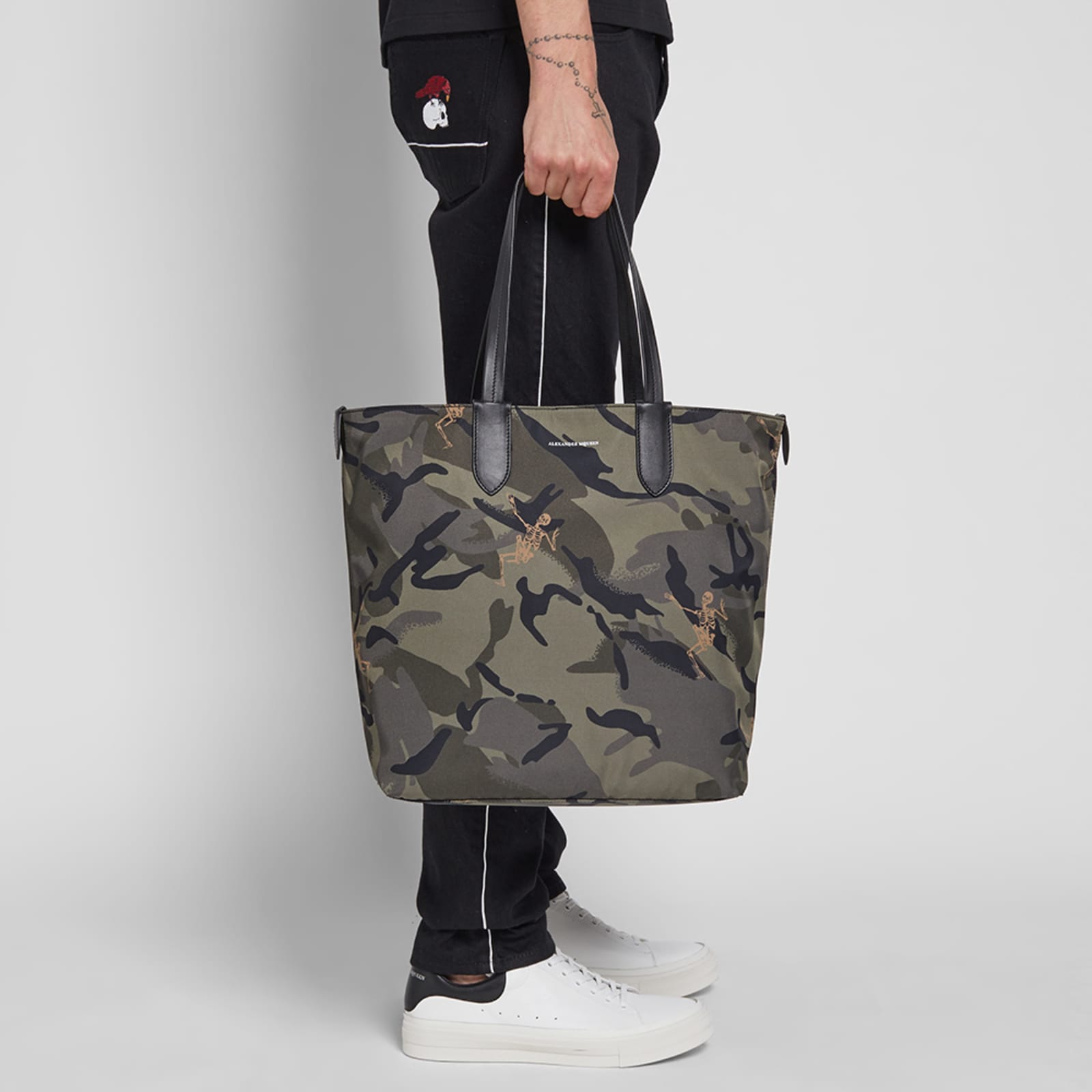 Alexander McQueen Camo Skull Shopper Bag Khaki & Multi | END.