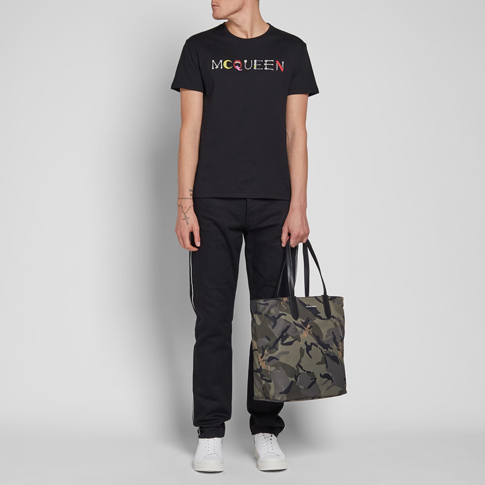 Alexander McQueen Camo Skull Shopper Bag Khaki & Multi | END.