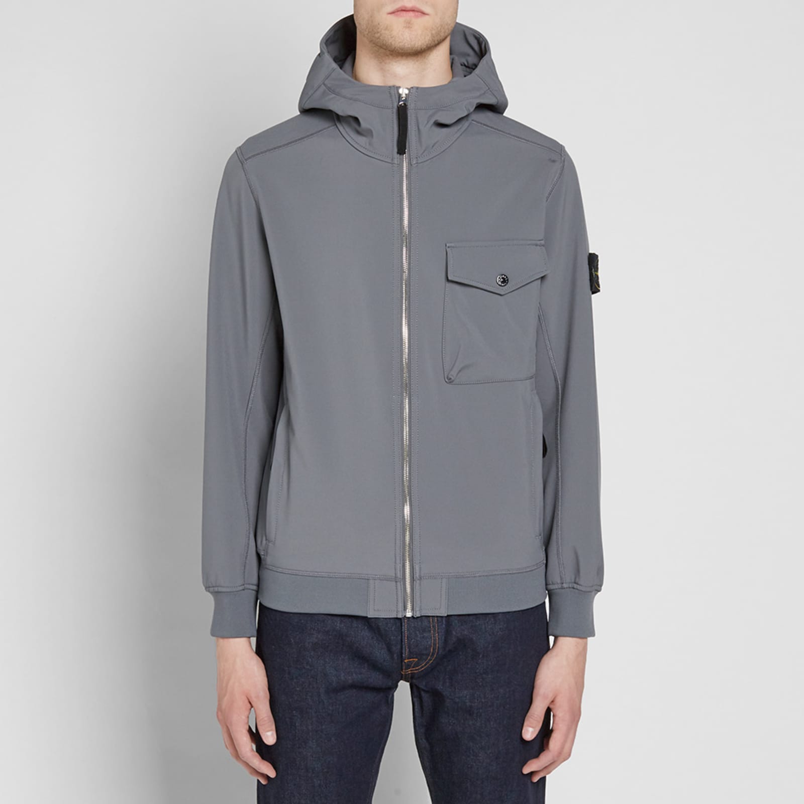 Stone Island Soft Shell-R Hooded Jacket Grey | END. (GB)