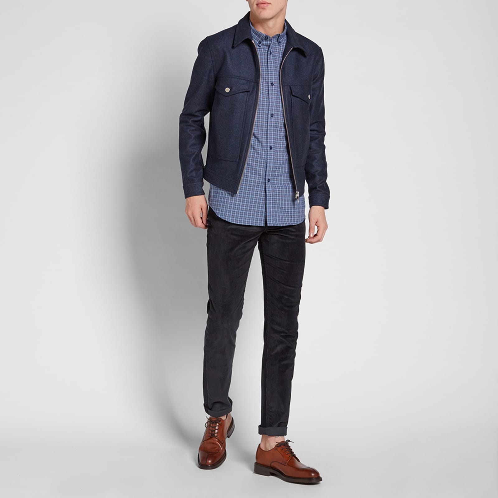 A.P.C. Marlon Flannel Shirt Blue Check | END. (US)