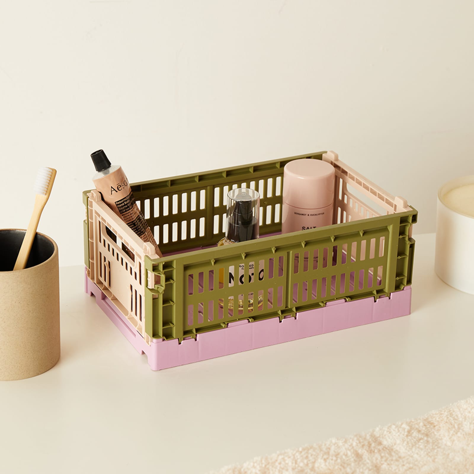 HAY Small Recycled Mix Colour Crate Olive Powder | END. (KR)