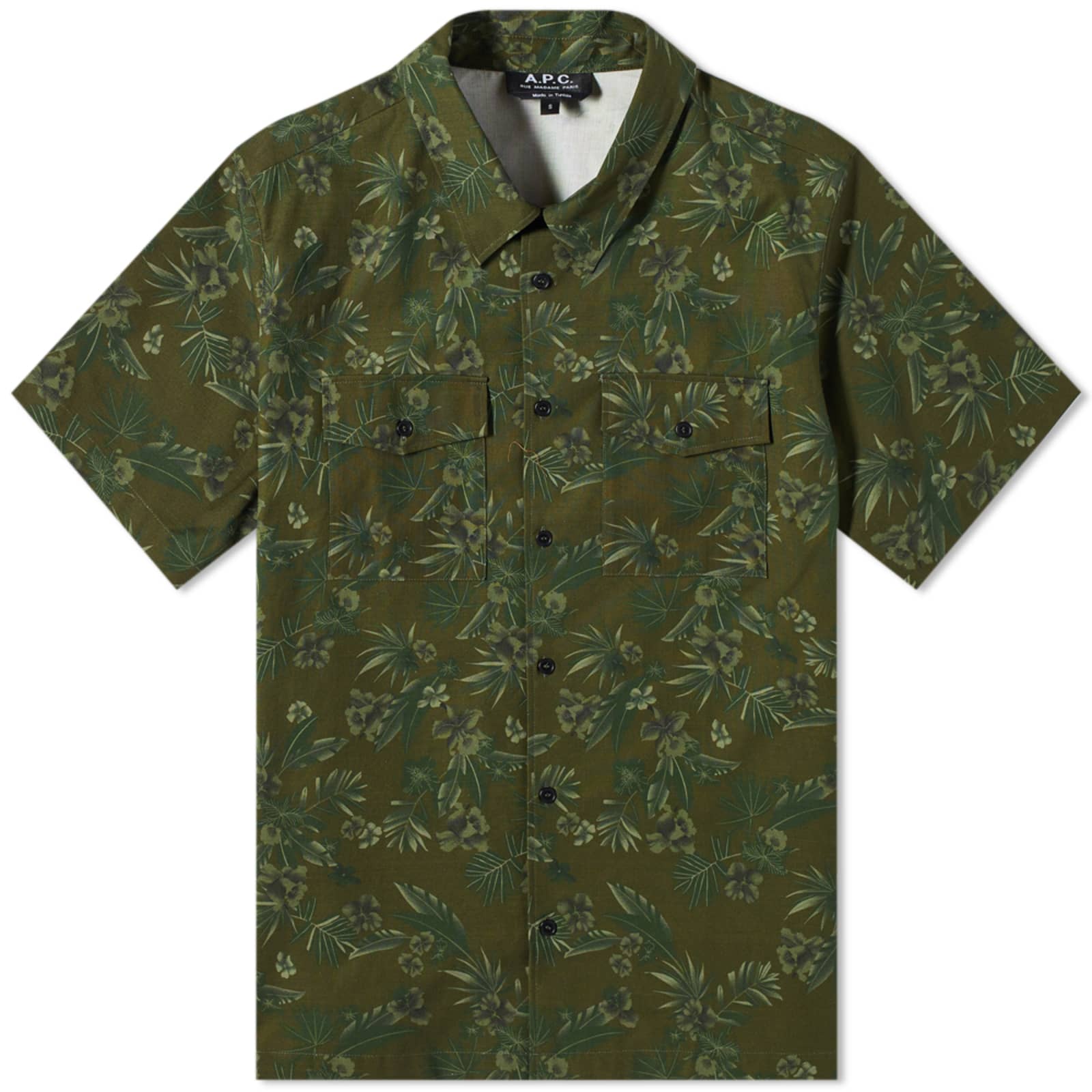 A.P.C. Augustin Hawaiian Print Ripstop Shirt Khaki | END.