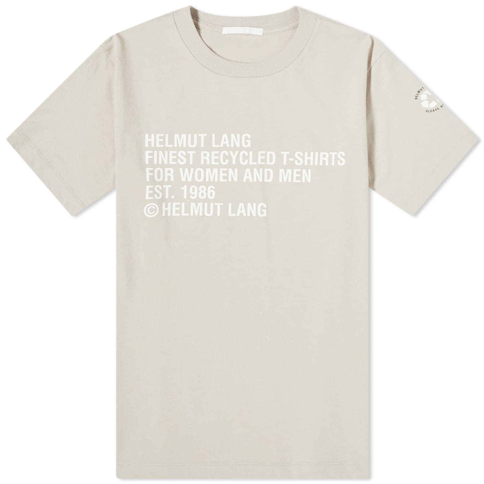Helmut Lang Recycled Label T-Shirt Coastal Fog | END.