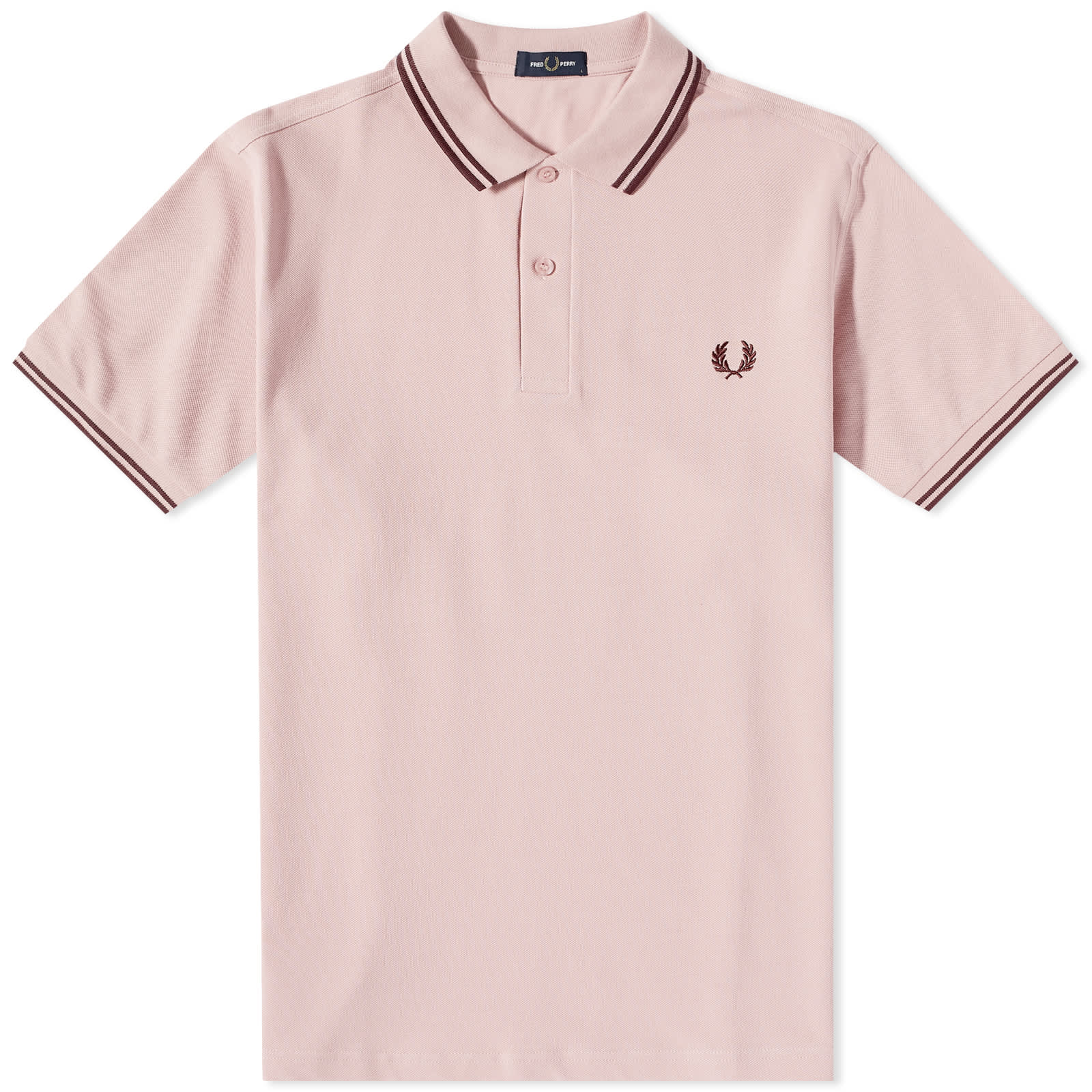 Fred Perry Twin Tipped Polo Chalky Pink & Oxblood | END.