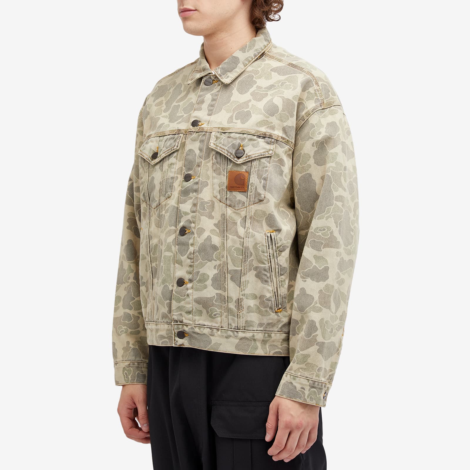 Carhartt WIP Duck Camo Helston Denim Jacket Black Bleached | END. (GB)