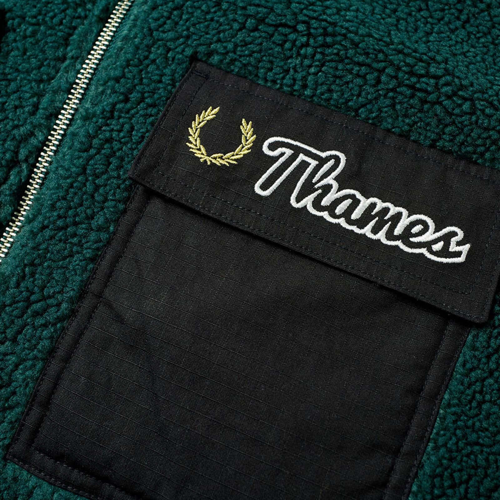 Fred Perry x Thames Heavy Fleece Bomber Jacket Tartan Green | END. (US)