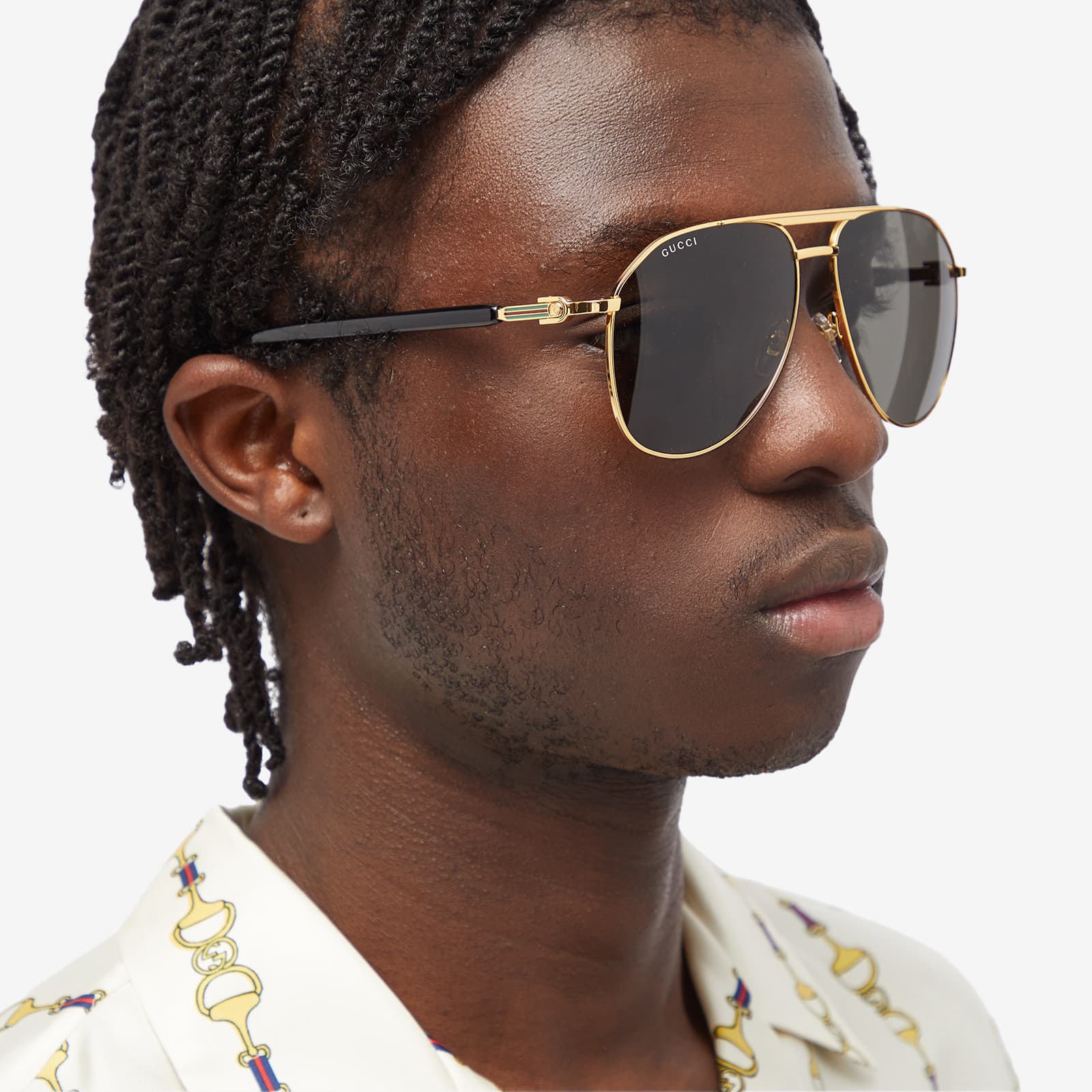 Gucci GG1220S Sunglasses Gold & Grey | END. (GB)