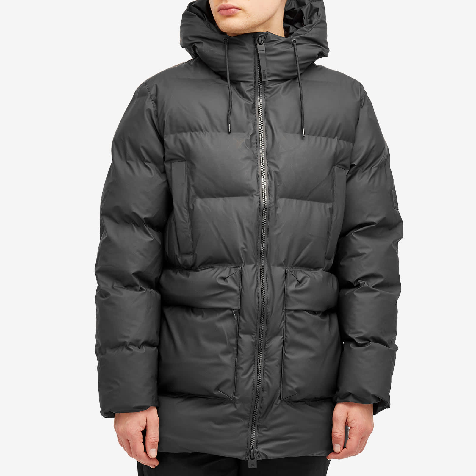 Rains Alta Long Puffer Cargo Jacket Black | END. (HK)