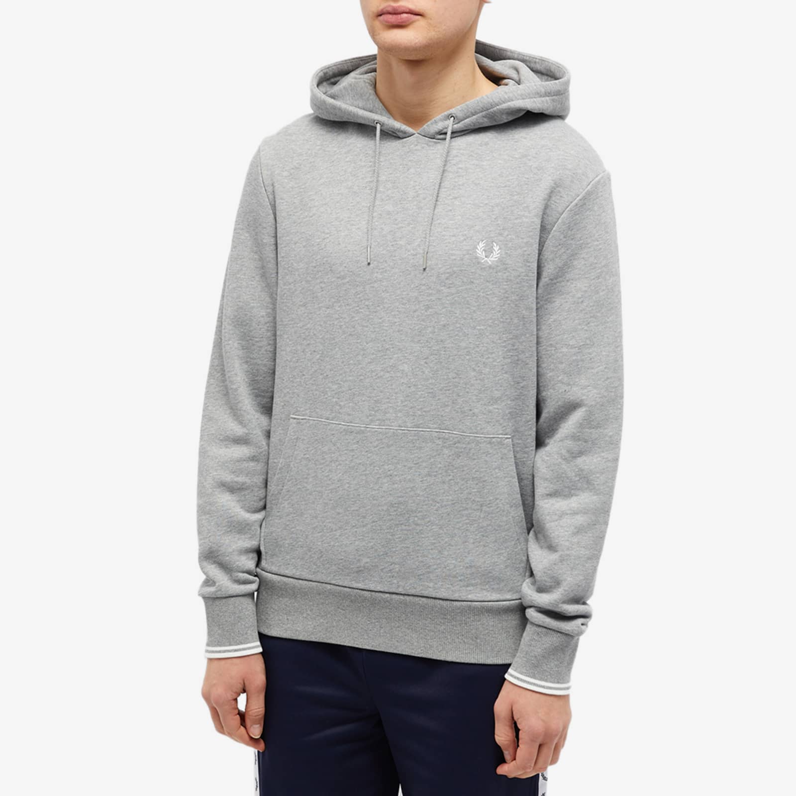 Fred Perry Small Logo Popover Hoodie Steel Marl | END. (HK)
