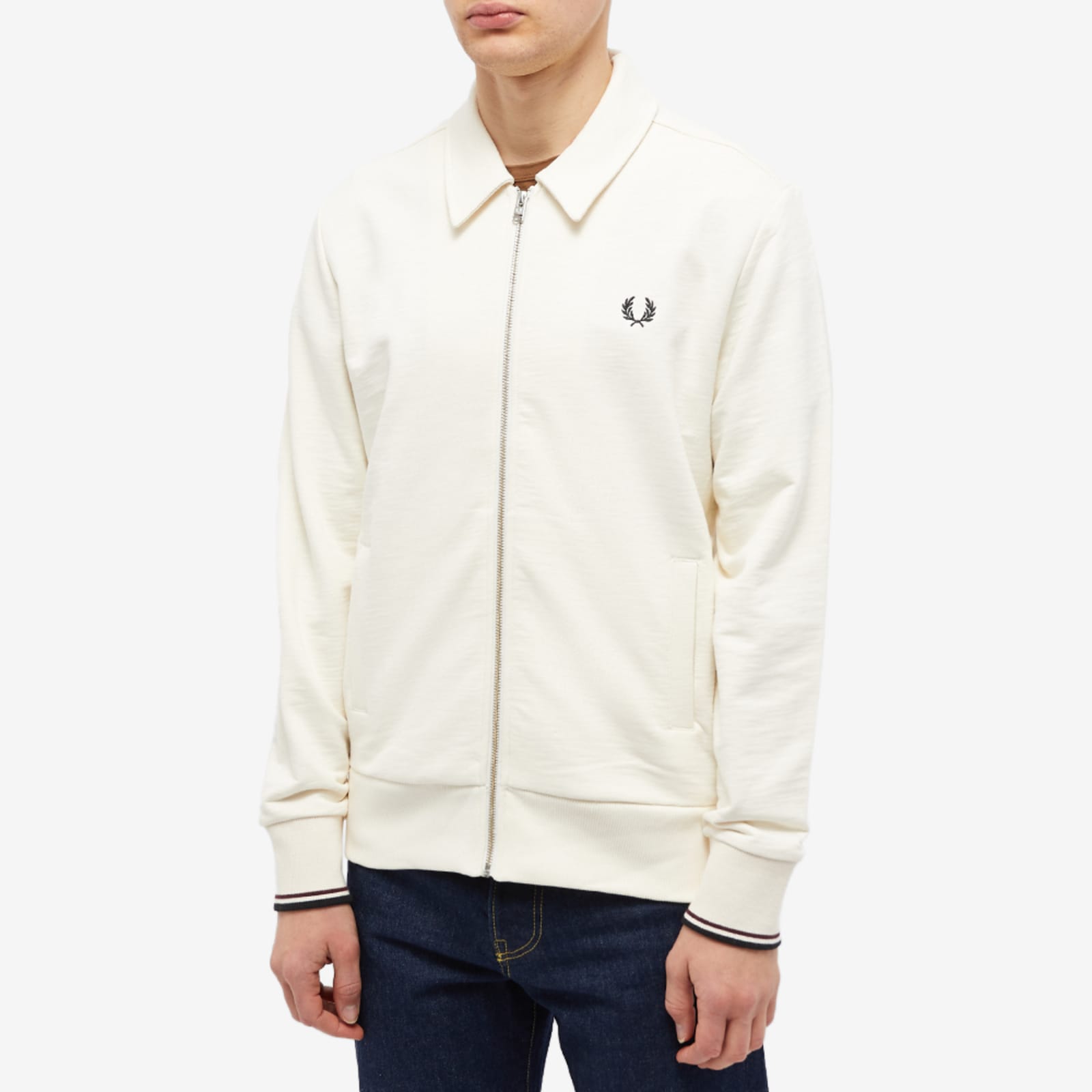 Fred Perry Zip Through Sweat Ecru | END. (GB)