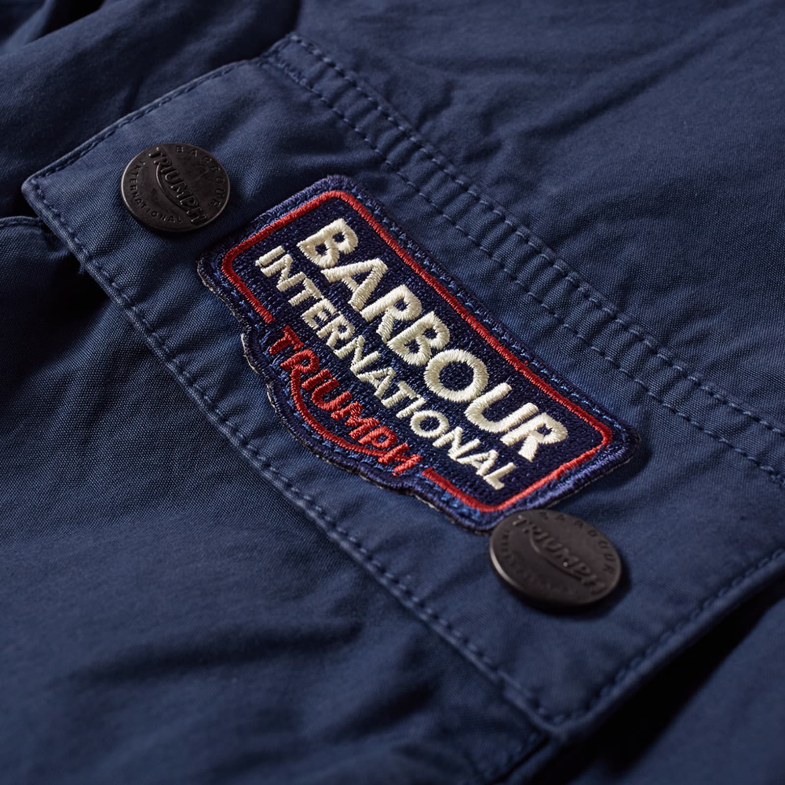 Barbour International x Triumph Shield Jacket Indigo | END.