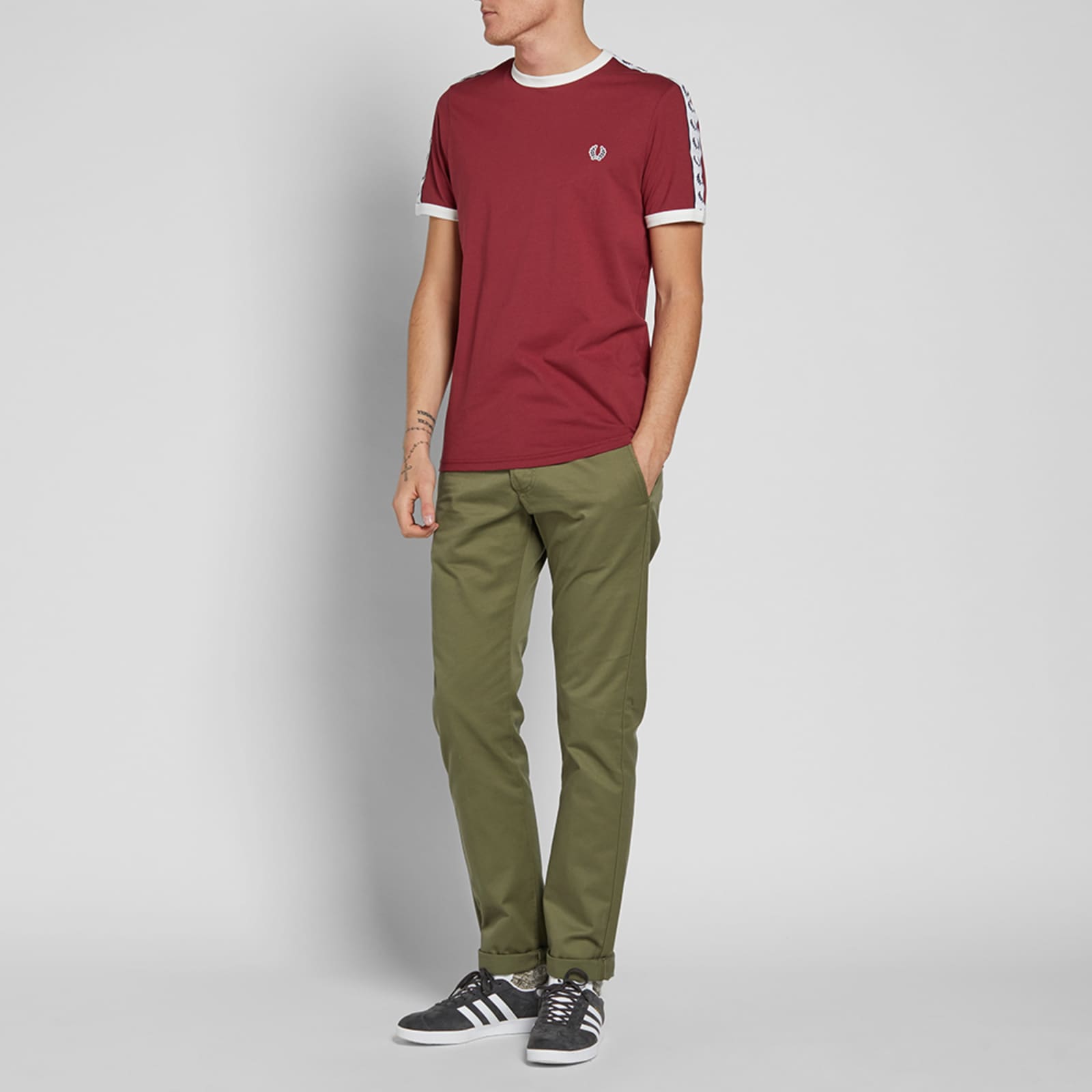 Fred Perry Taped Ringer Tee Maroon | END. (US)