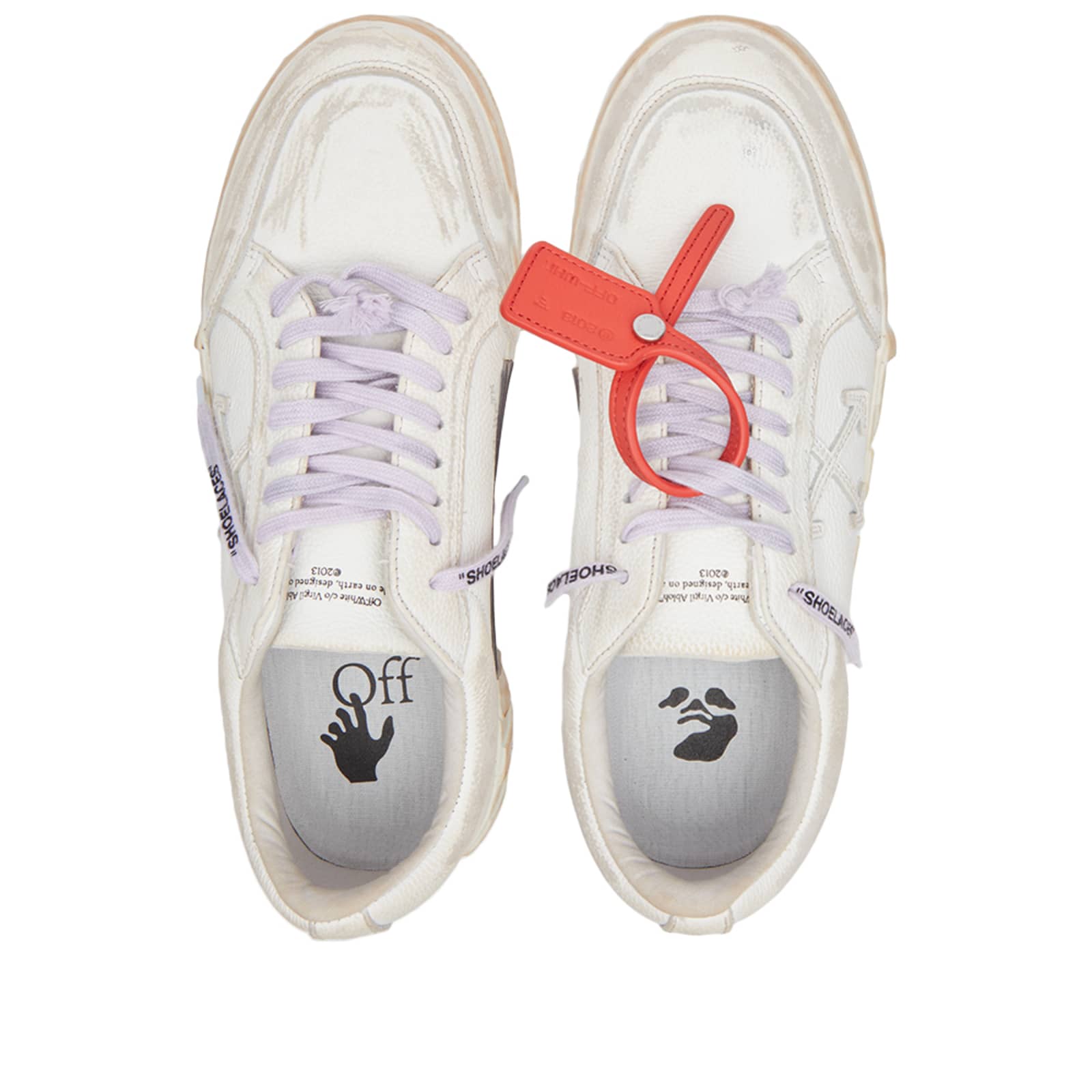Off-White Low Vulcanized Distressed Leather Sneaker White | END. (GB)