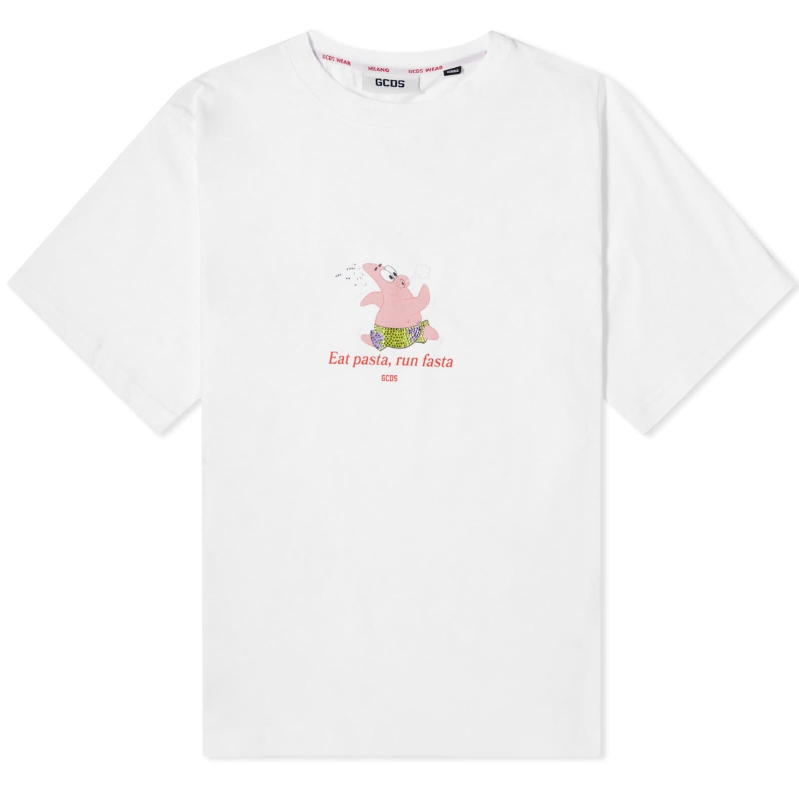 GCDS x Spongebob Patrick Eat Pasta T-Shirt White | END. (US)