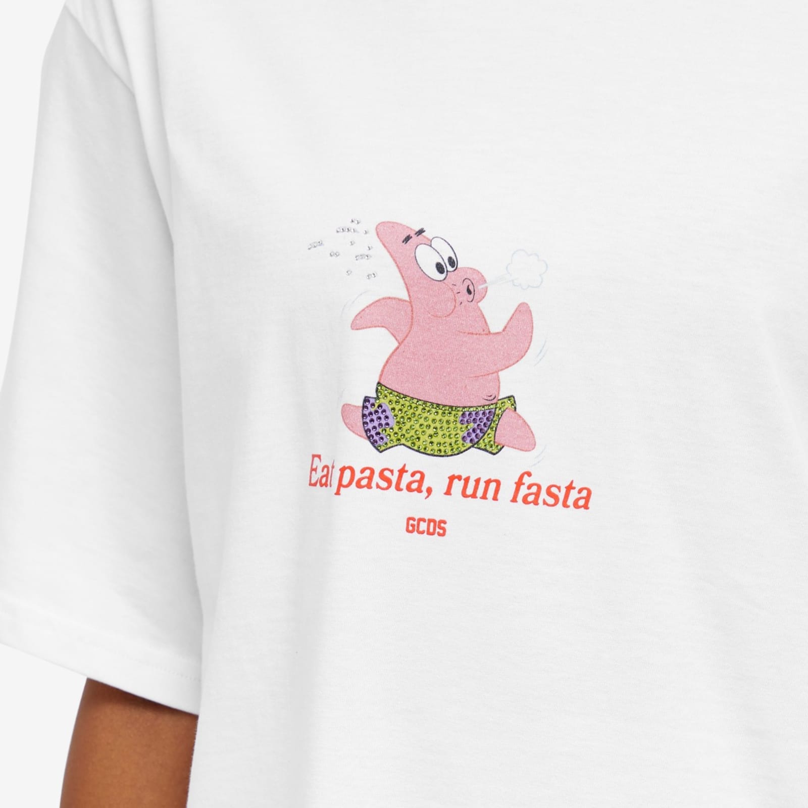 GCDS x Spongebob Patrick Eat Pasta T-Shirt White | END. (BE)