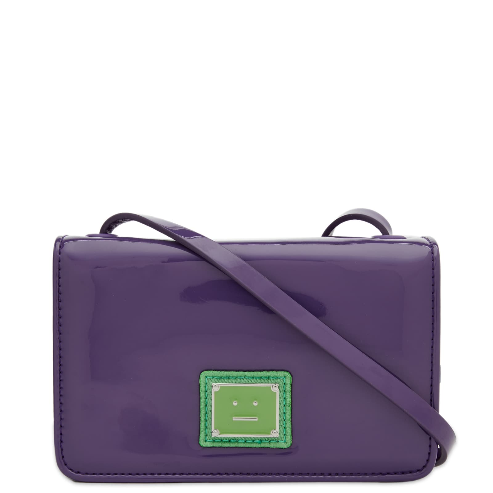 Acne Studios Aggri Patent Plaque Face Bag Purple & Green | END. (US)