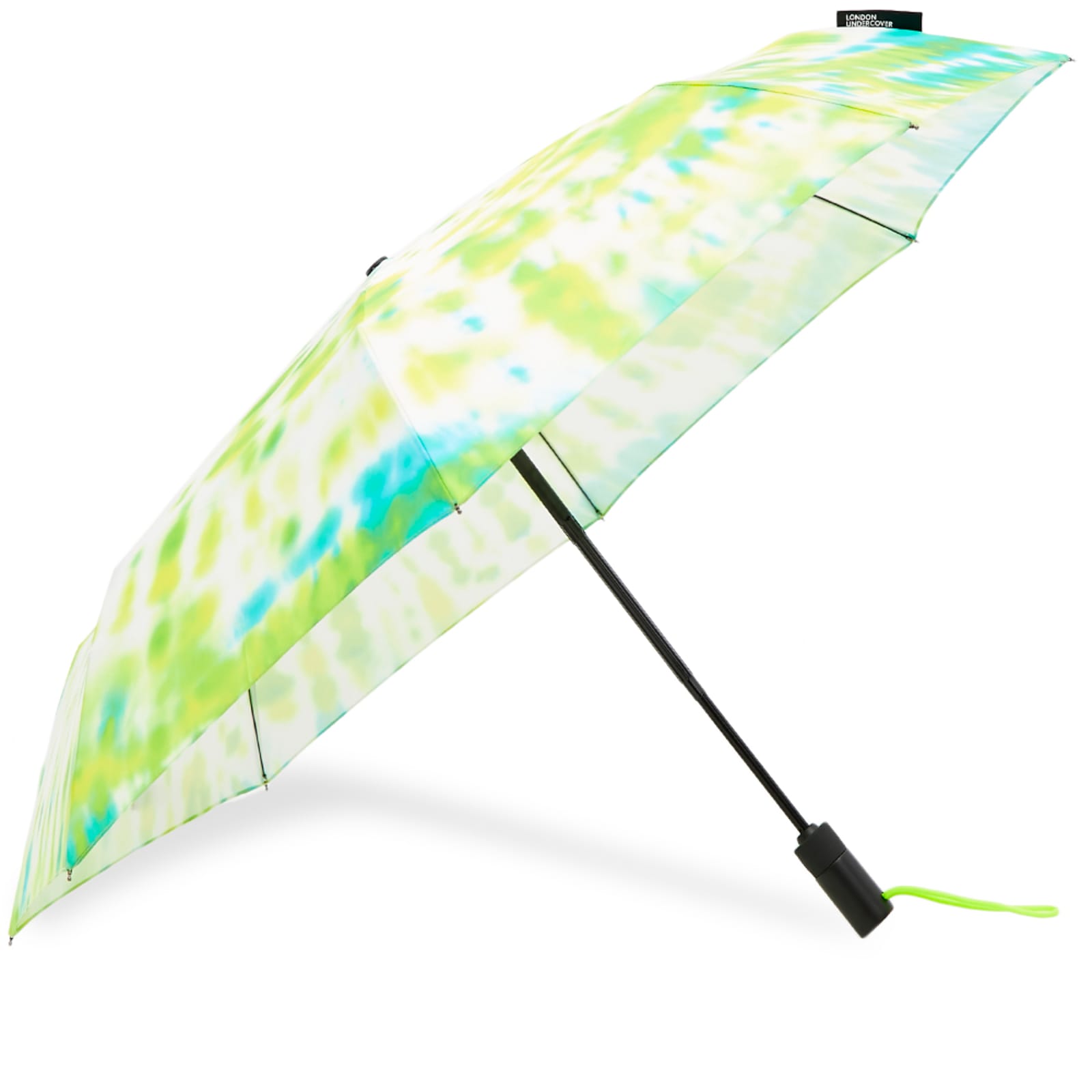 London Undercover Neon Tie-Dye Auto-Compact Umbrella Yellow & Green Tie ...