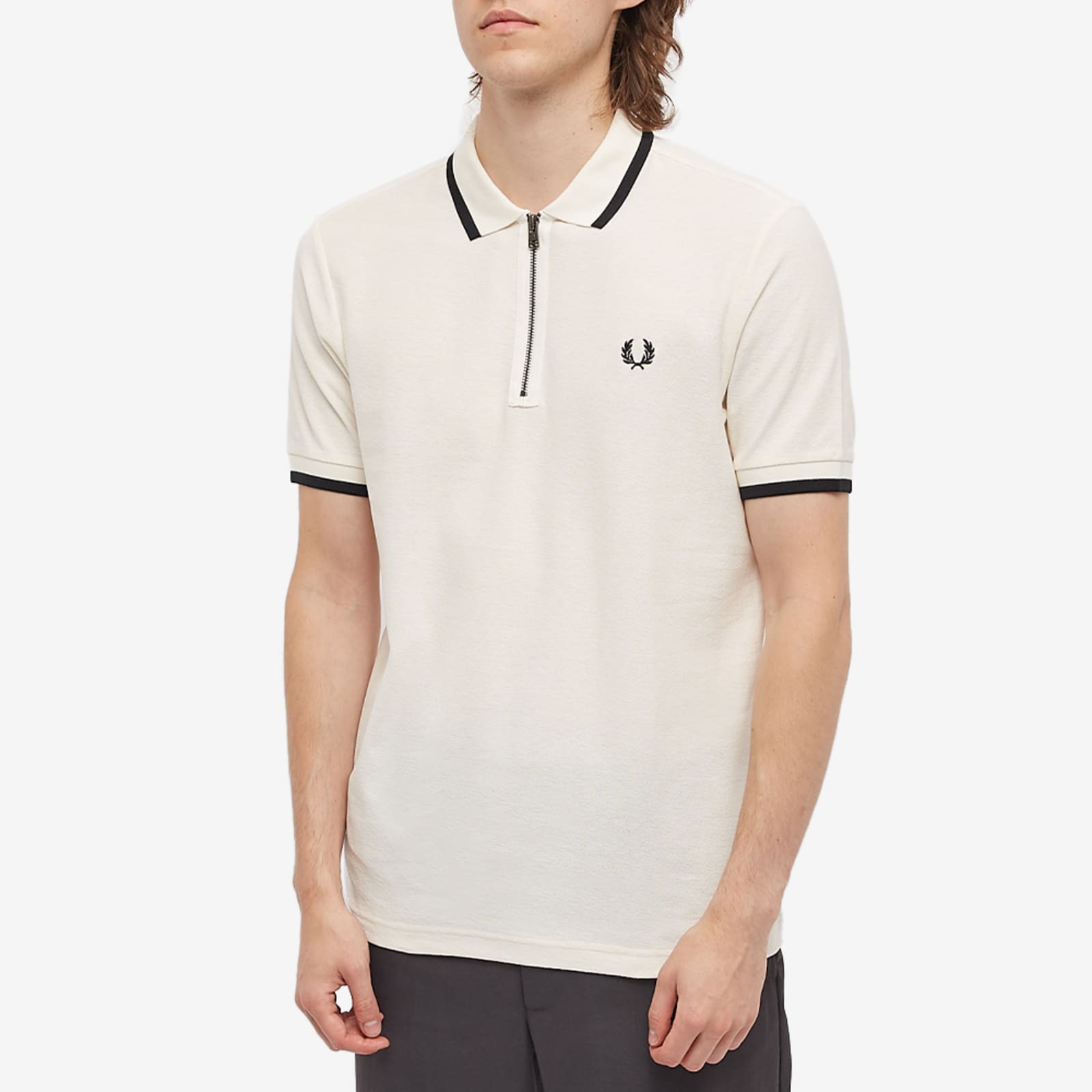 Fred Perry Half Zip Polo Shirt Ecru | END. (US)
