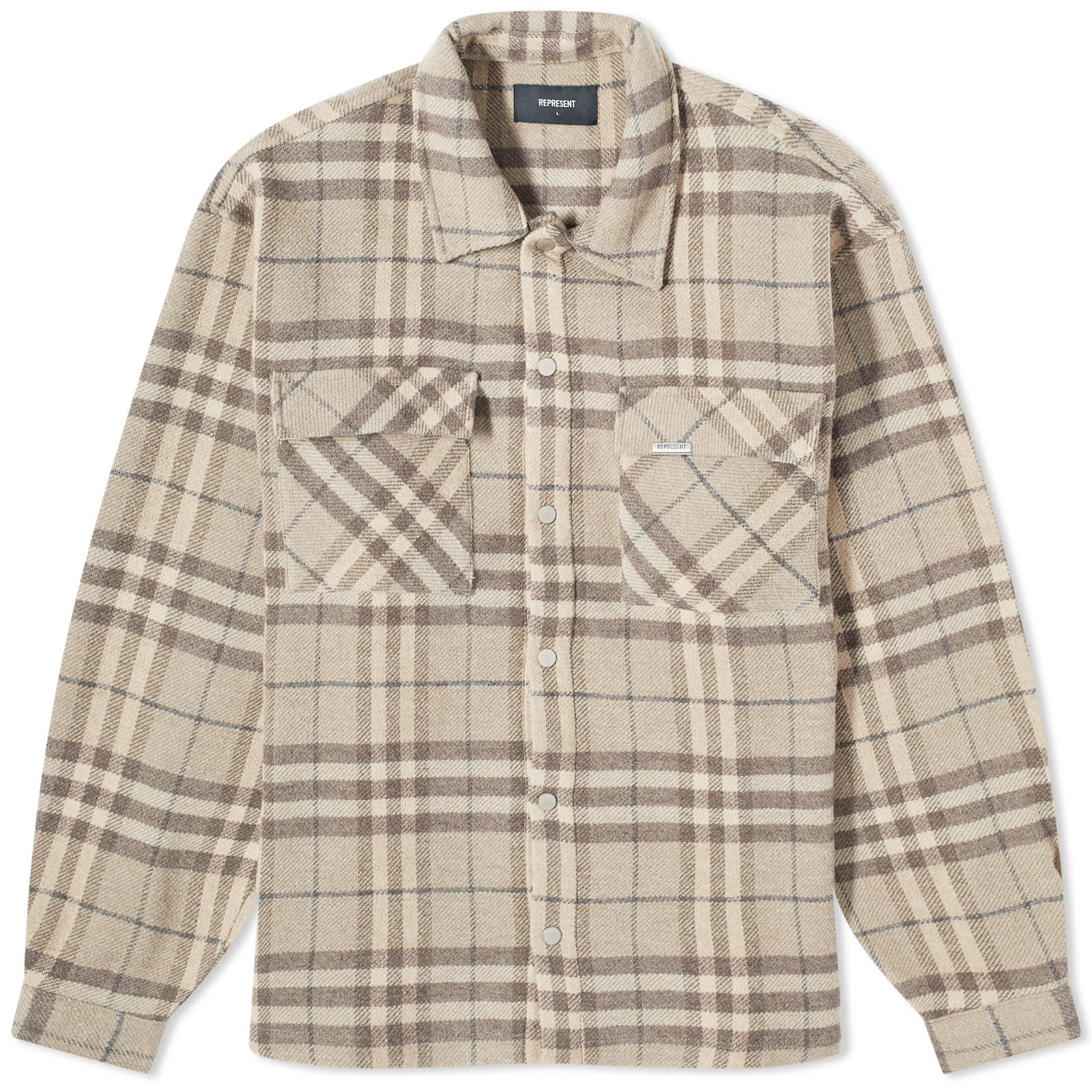 Represent Intial Print Flannel Shirt Hazel | END.