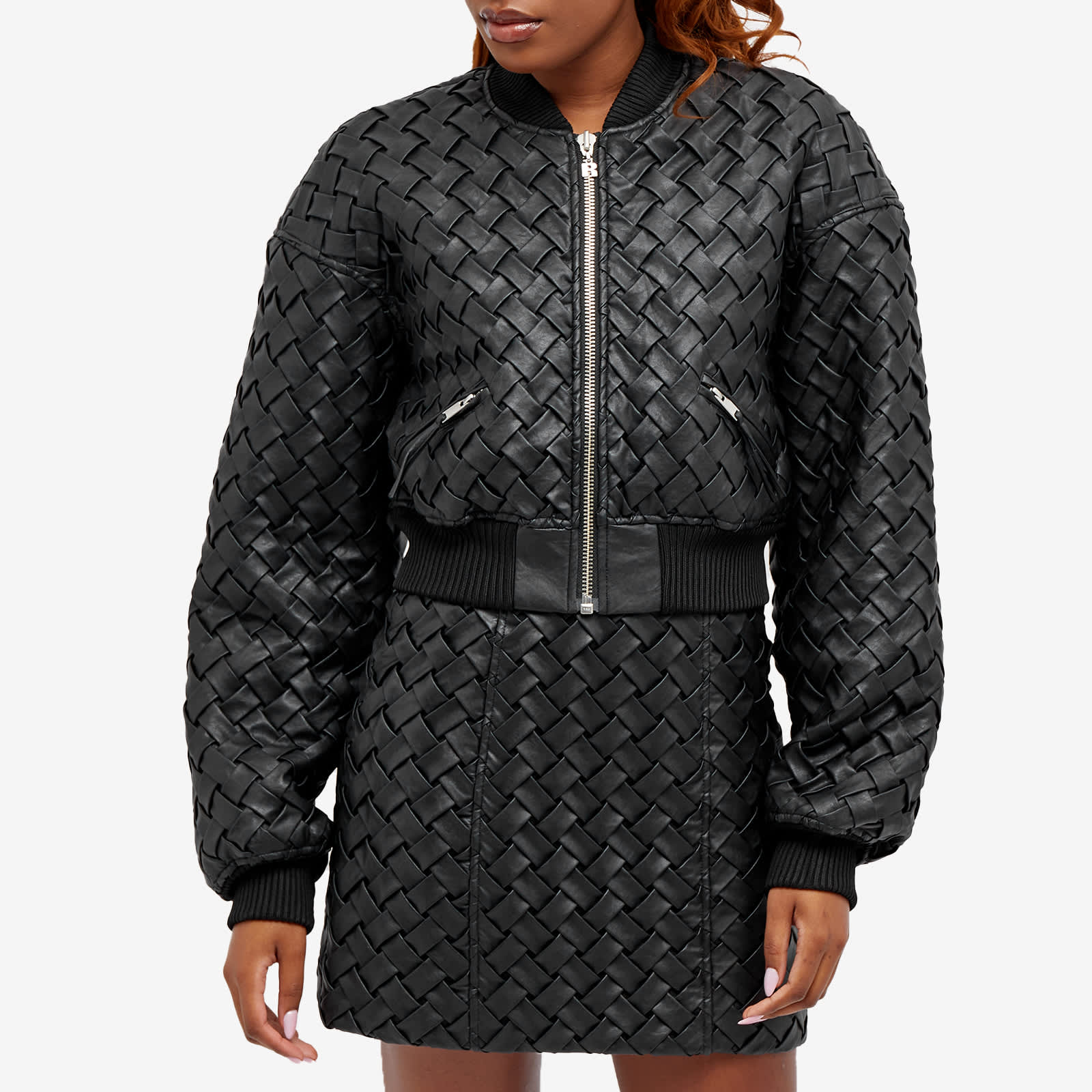 ROTATE Braided Bomber Jacket Black | END. (US)